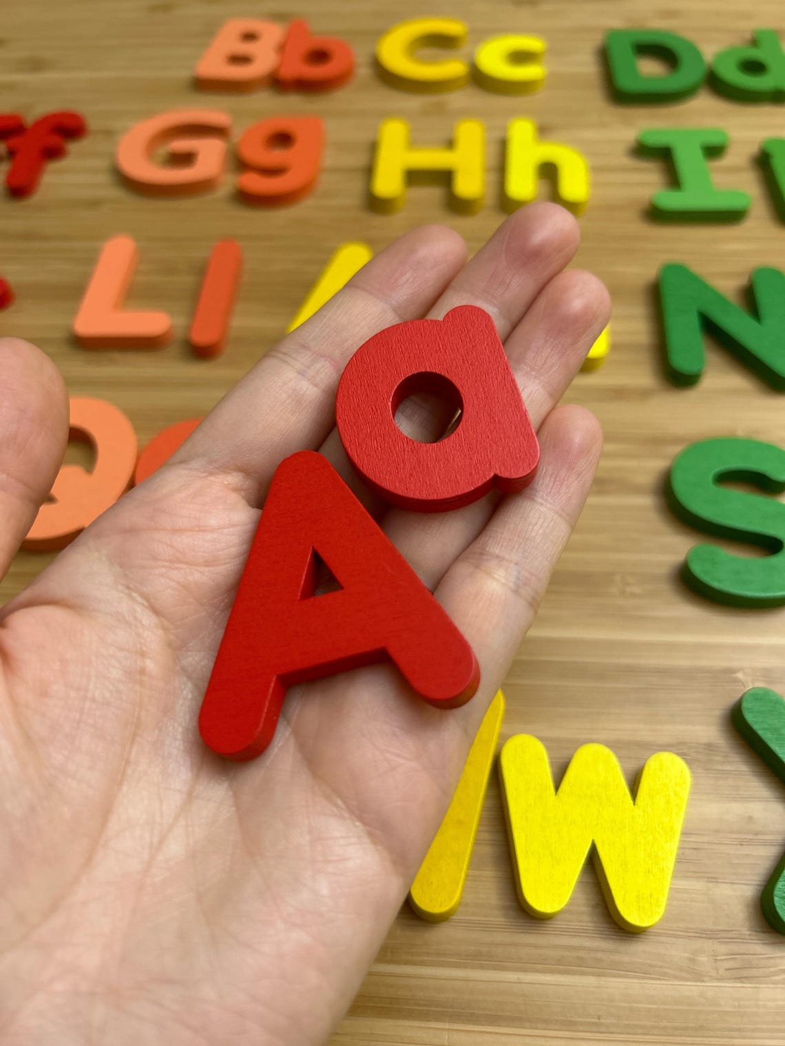 Colorful Wooden Uppercase Lowercase Alphabets Letters ABC Numbers ...