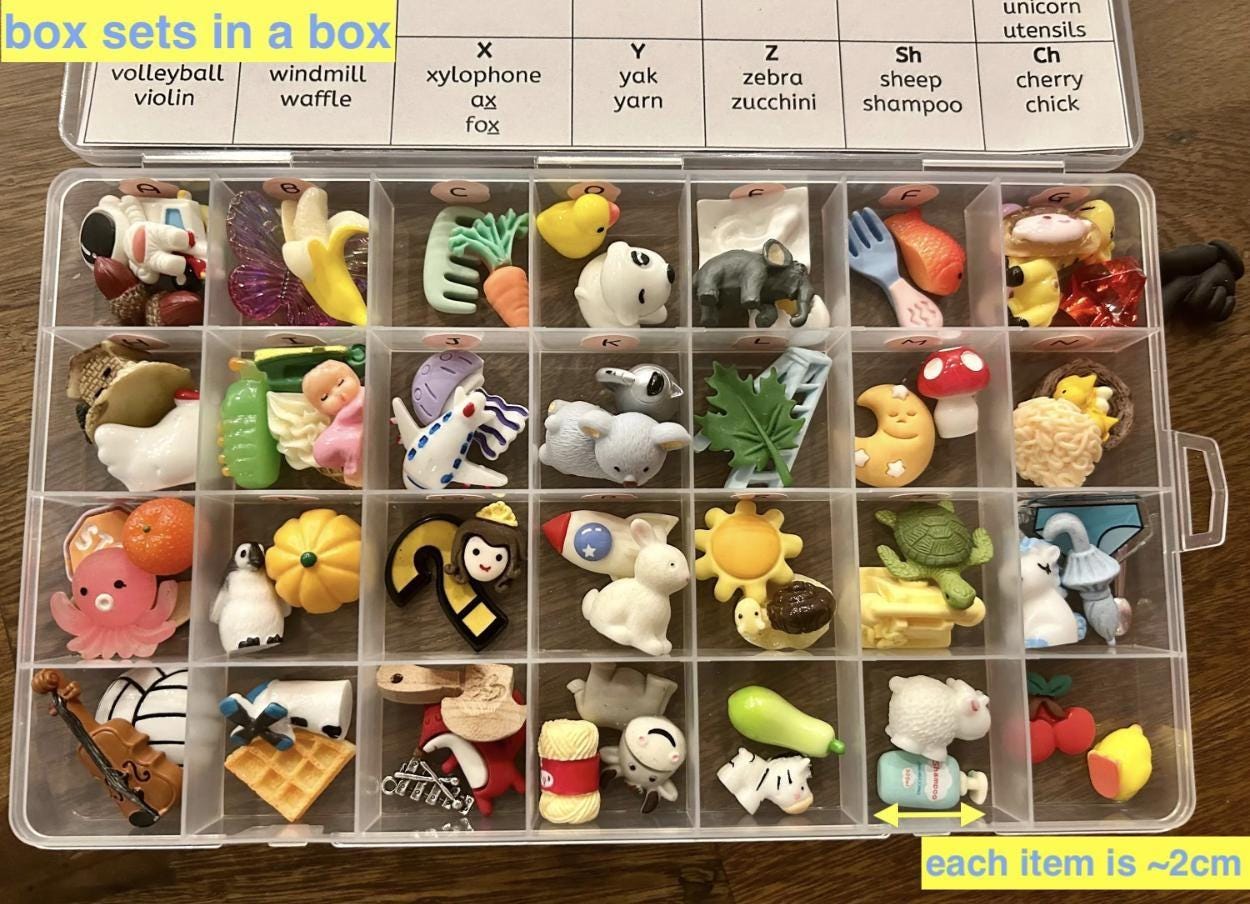 Montessori Language Objects ABC Miniatures Trinkets Box Set - Alphabet ...