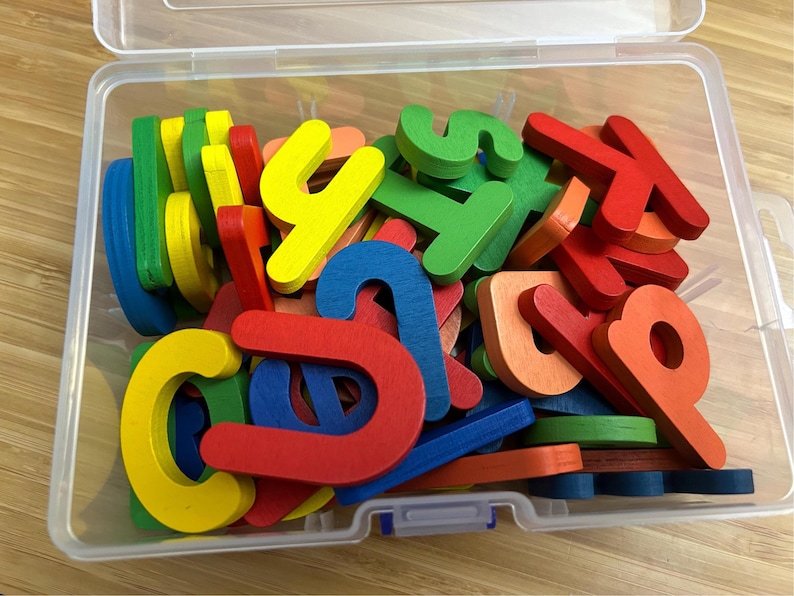Colorful Wooden Uppercase Lowercase Alphabets Letters ABC Numbers ...