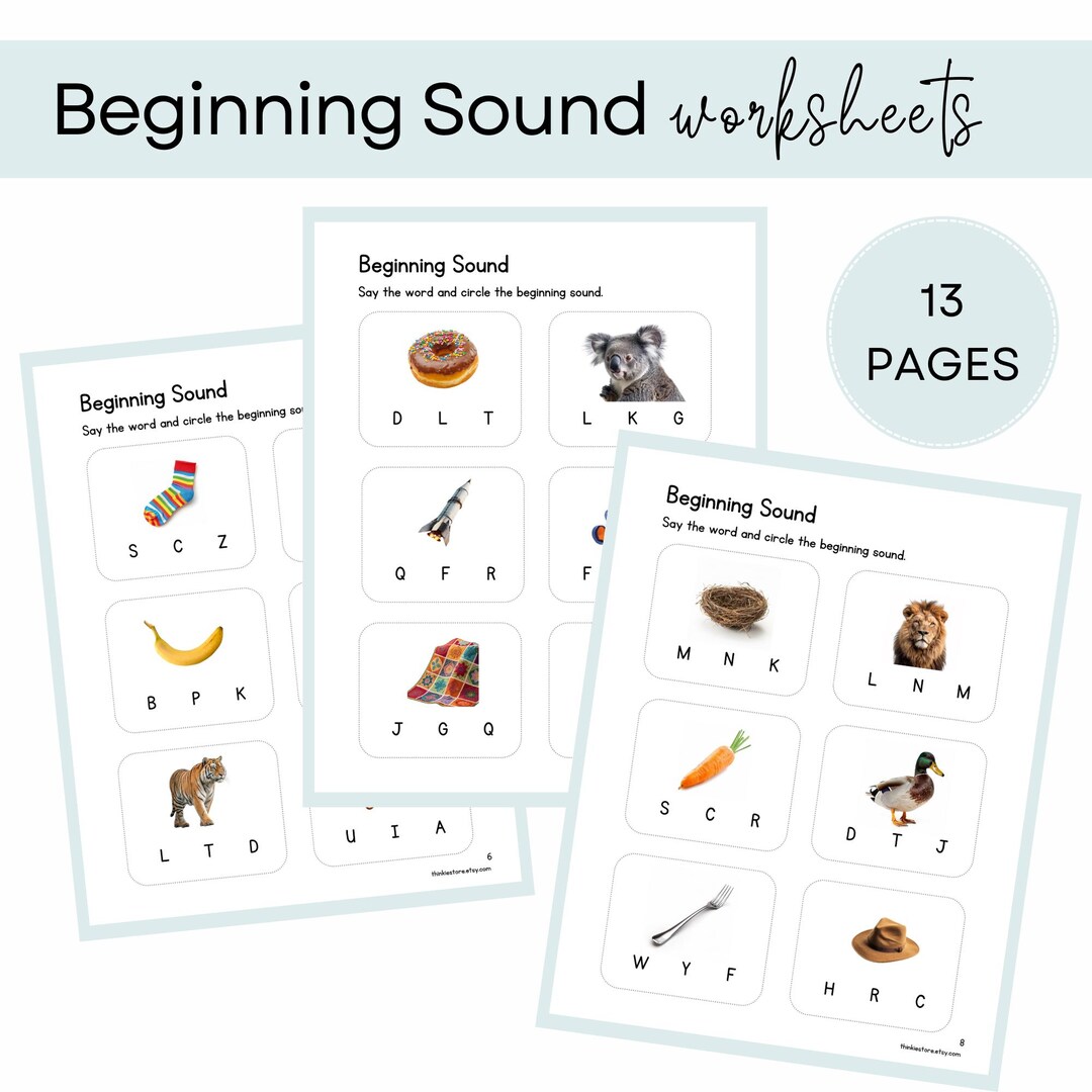 Beginning Sound Worksheet, Initial Sound Printable, Montessori, Letter ...