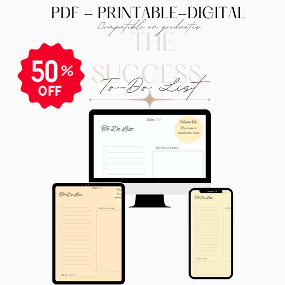 The Success To-do List Productivity, Planning, Notebook, Printable ...