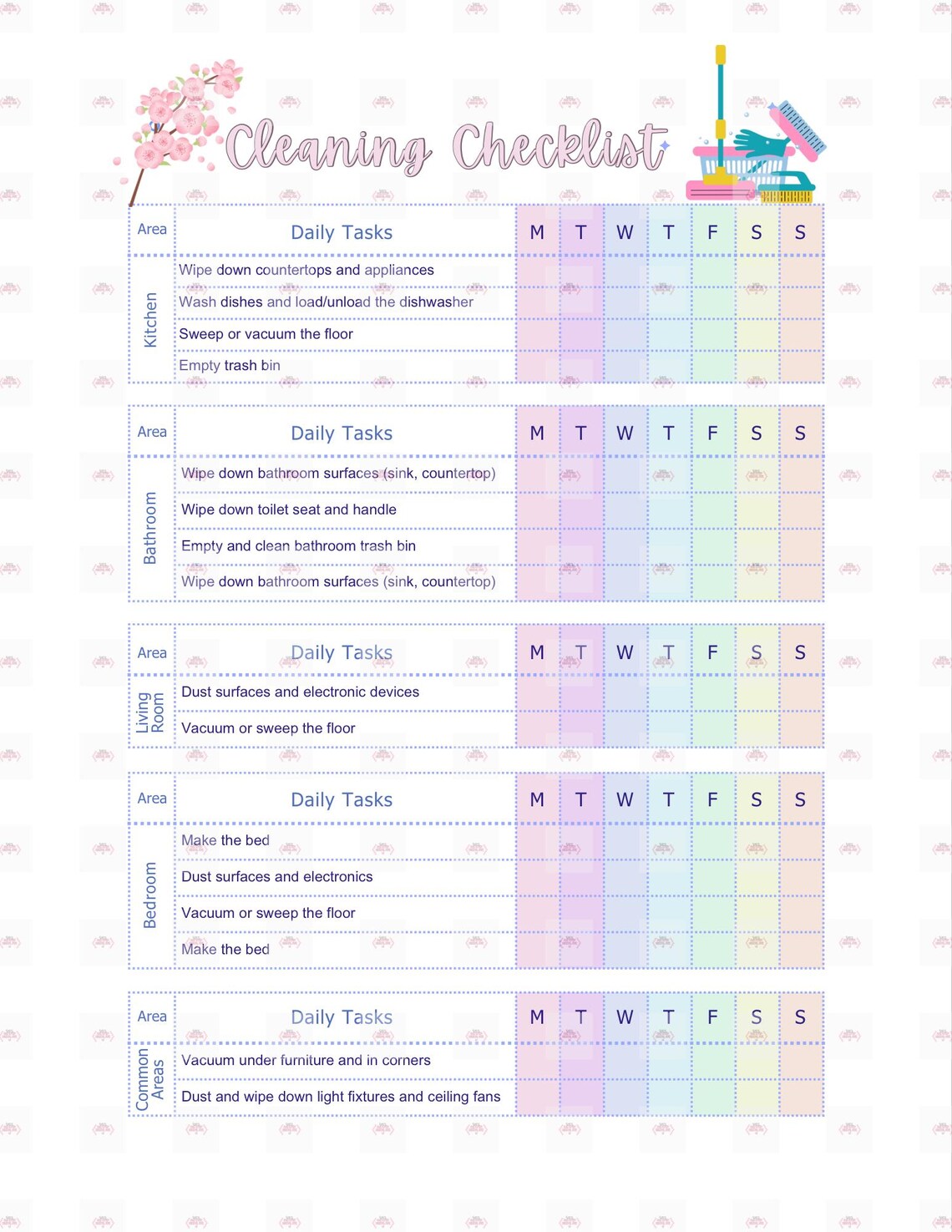 Printable Chore Chart Planner - Etsy