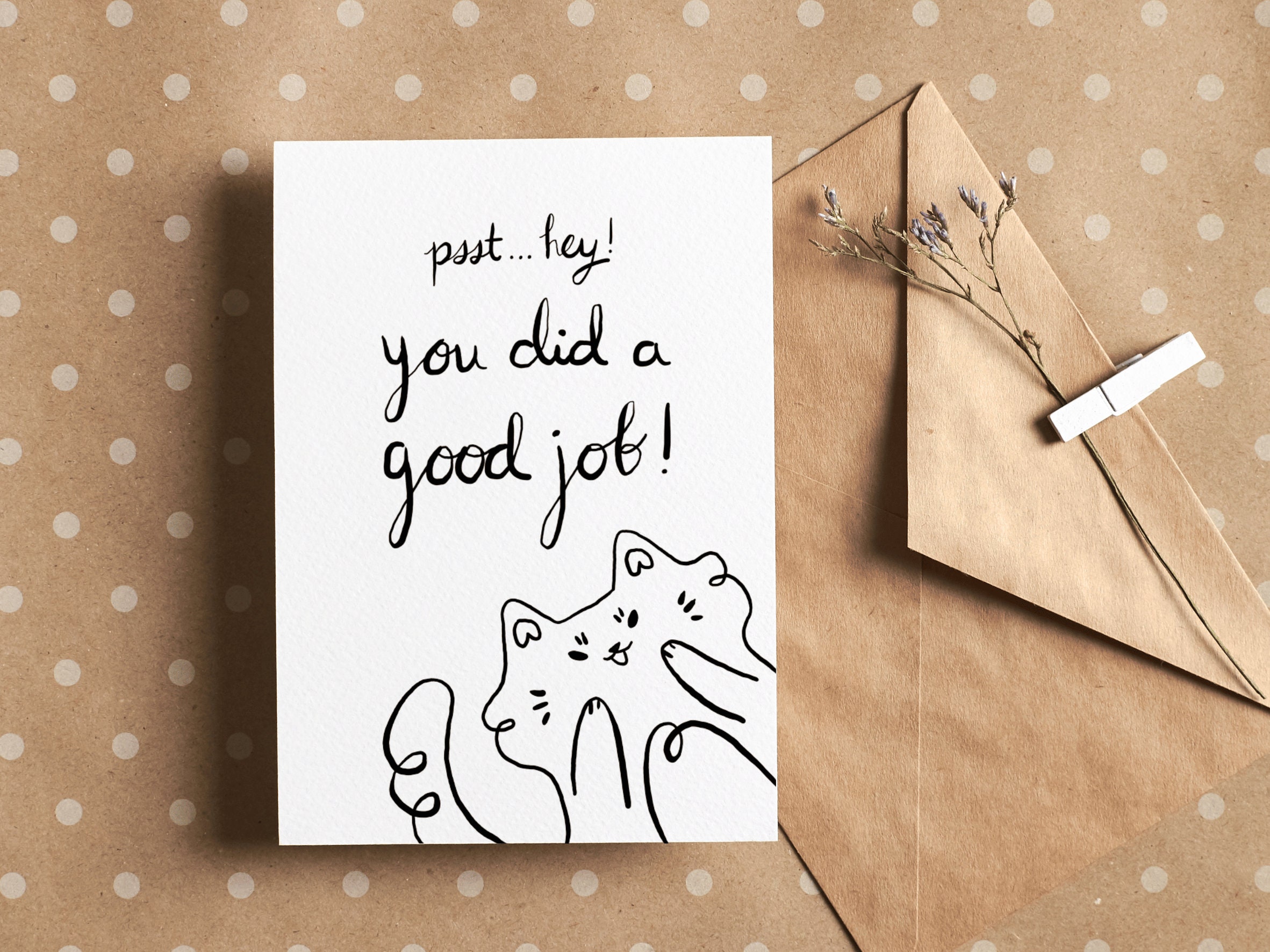Cat Greeting Card, Instant Download, Printable Cute Animal Card, Card ...
