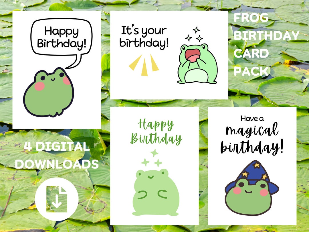 Printable Frog Birthday Card Pack | 5x7 Inches | Cute Frog Art - Etsy