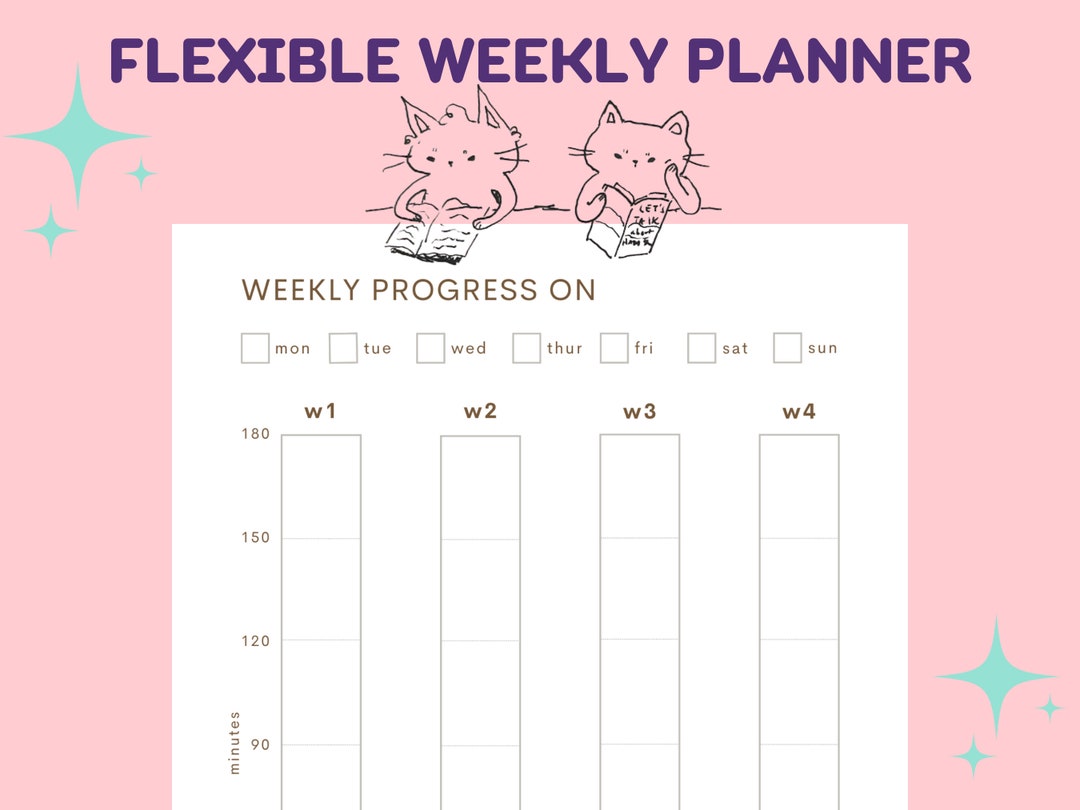 Cute Weekly Goal Tracker - Track Flexible Progress! - Etsy