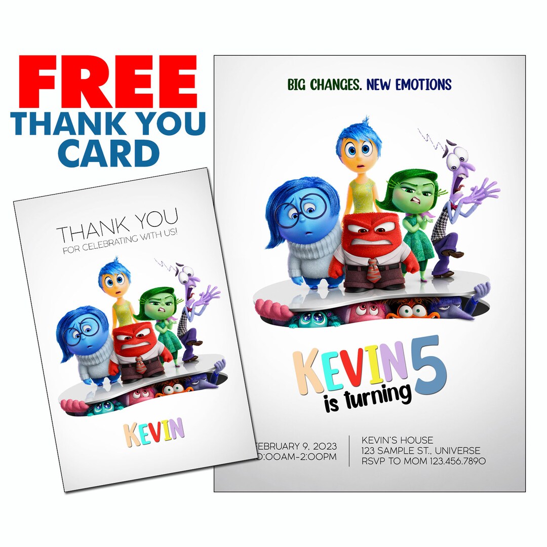 Inside Out 2 Birthday Invitation, Inside Out 2 Invitation, Inside Out 2 ...
