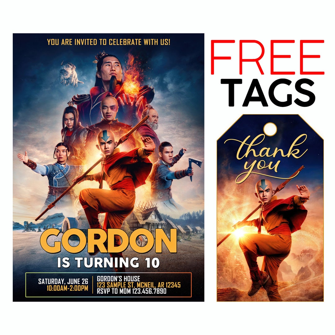 Avatar the Last Airbender Birthday Invitation, Avatar the Last ...