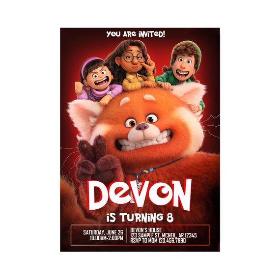 Turning Red Invitation Turning Red Birthday Invitation - Etsy