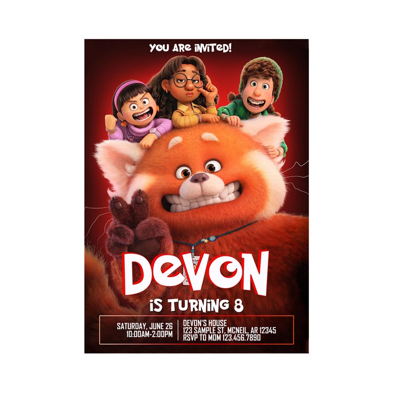 Turning Red Invitation Turning Red Birthday Invitation - Etsy