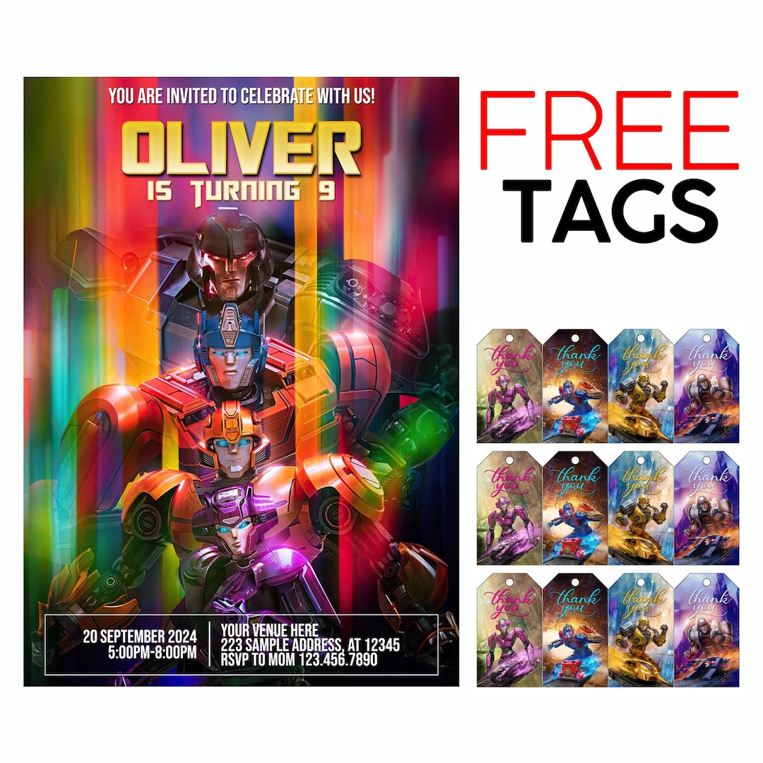 Transformer One Birthday Invitation, Transformer One Digital Invitation ...