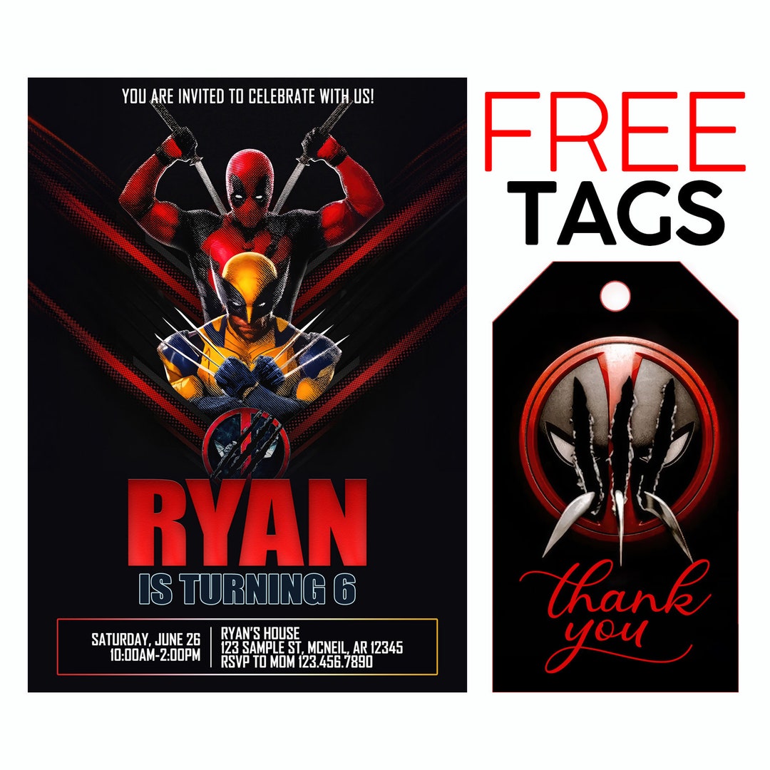 Deadpool 3 Birthday Invitation, Deadpool 3 Digital Invitation, Deadpool ...
