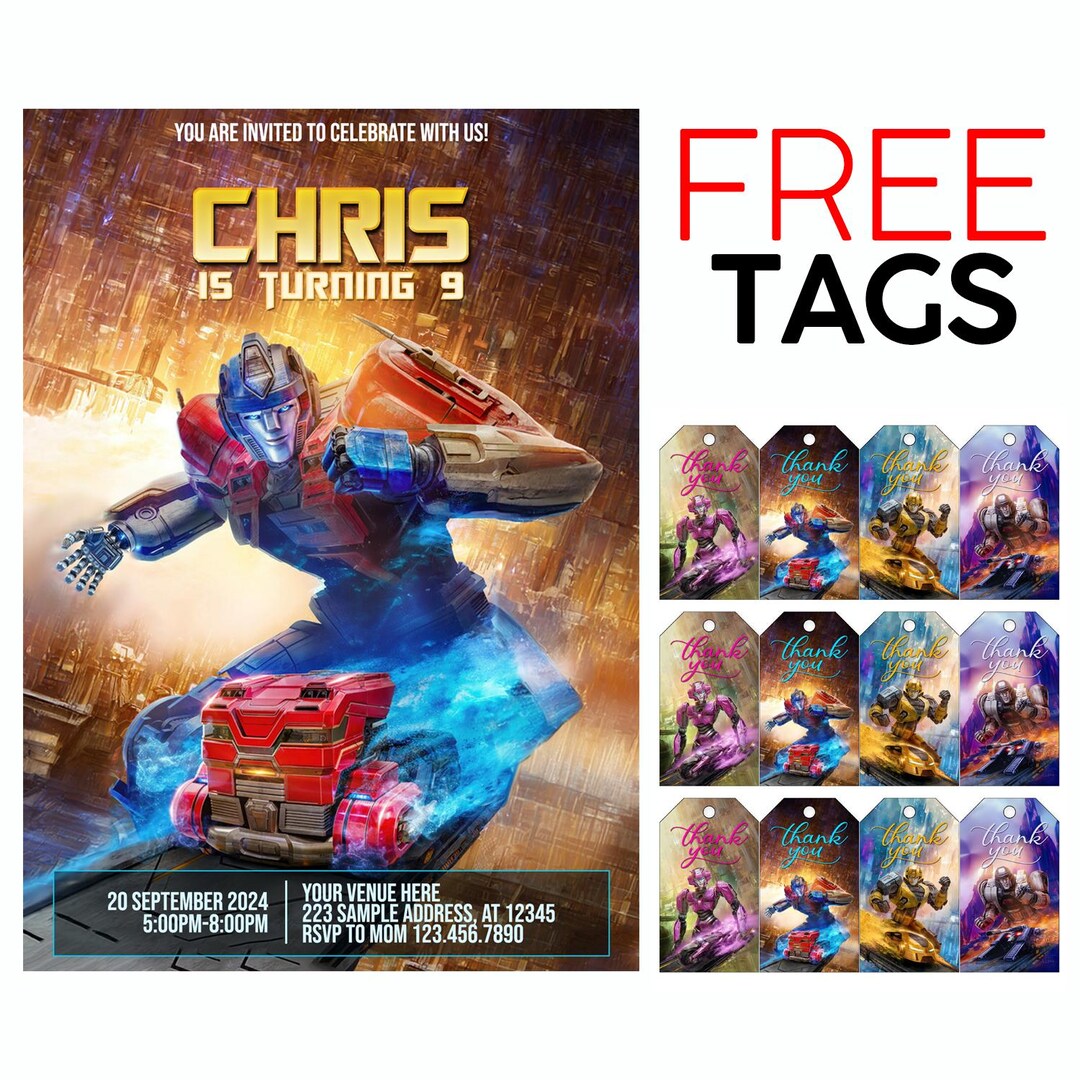 Transformer One Birthday Invitation, Transformer One Invitation ...