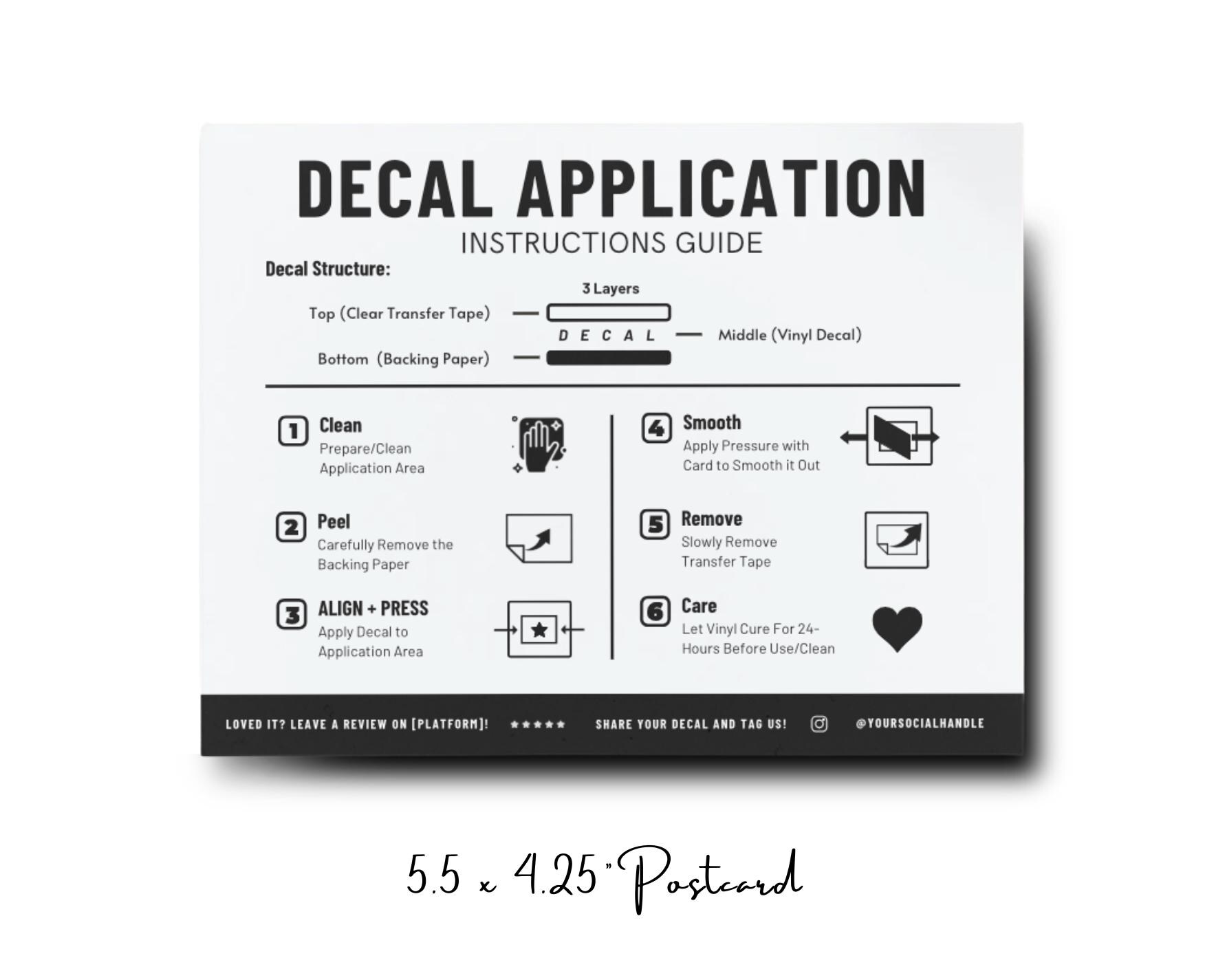 Vinyl Decal Visual Guide, How to Apply Vinyl Decal, Instructions Care ...