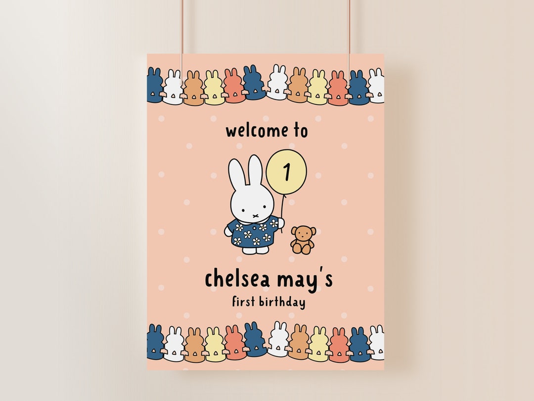 Miffy Classic Birthday Party Poster - 18x24in - Fully Editable on Canva ...