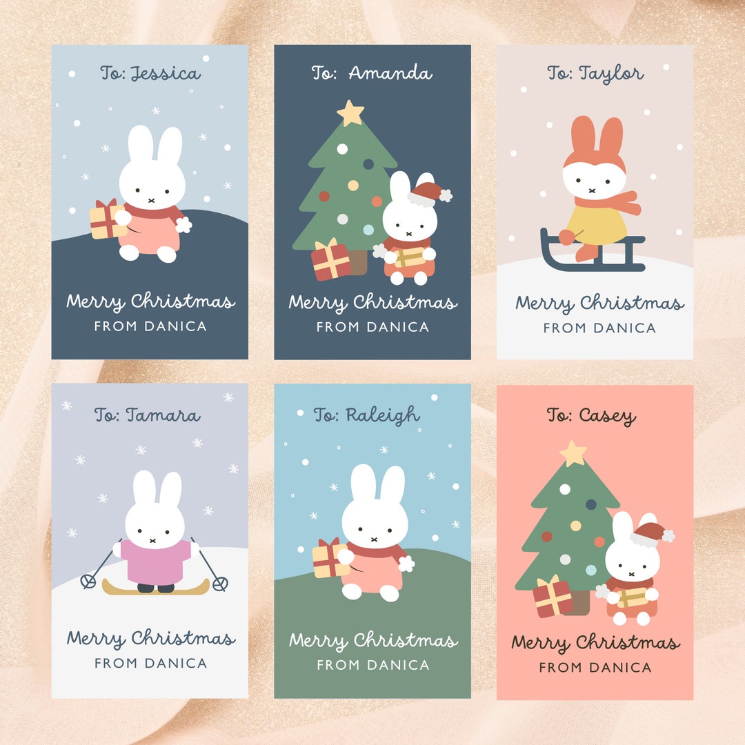 Miffy Christmas Holiday Gift Tags - Editable and Printable - 4 Unique ...