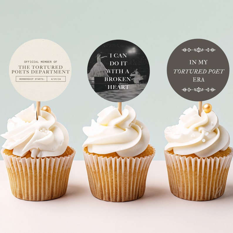 Taylor Swift Tortured Poets Department Cupcake Toppers (PDF Download ...