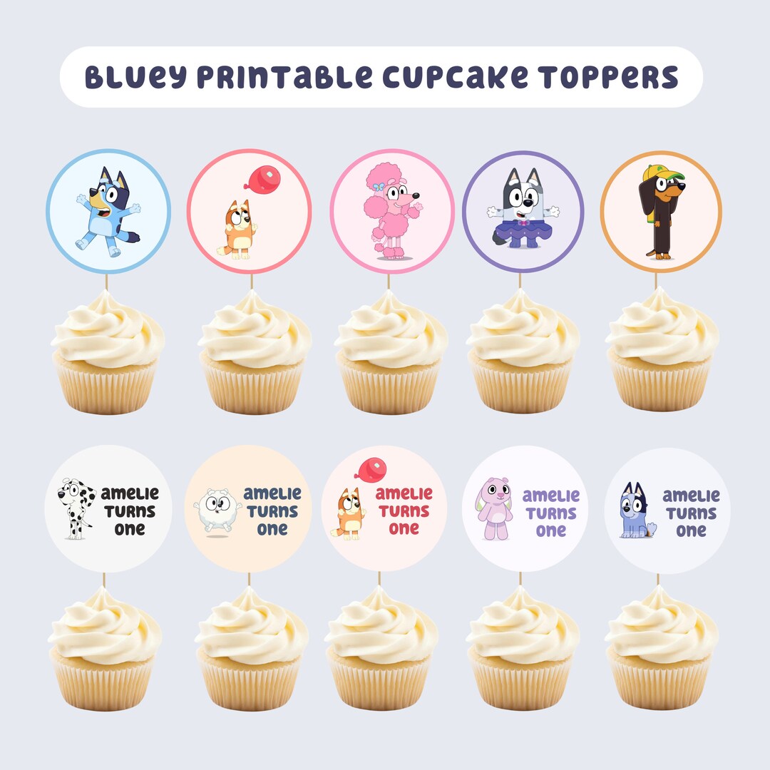 Bluey Birthday Party Cupcake Toppers / Stickers - 24 Characters - Party ...