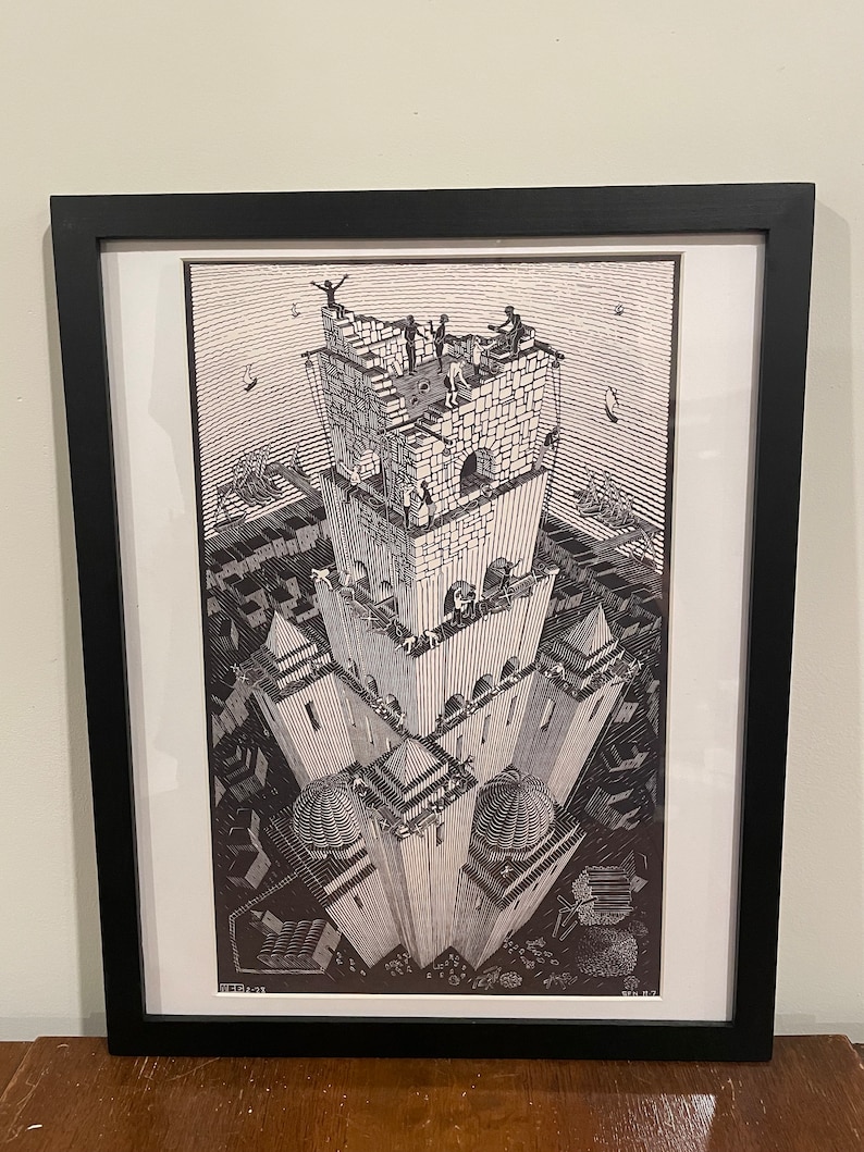 M. C. Escher Tower of Babel Framed Print 12x15 Black Wood Frame ...