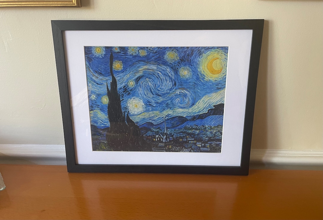 Vincent Van Gogh Starry Night Painting Framed Inkjet Print 15x12 Black ...