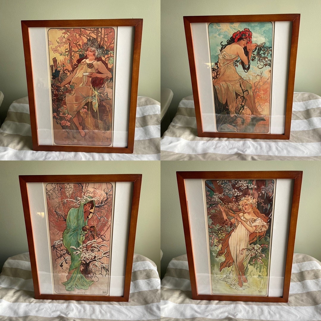 Alphonse Mucha Set of Four Seasons Prints Spring Summer Autumn Winter 12x15 Art Nouveau 4 ...