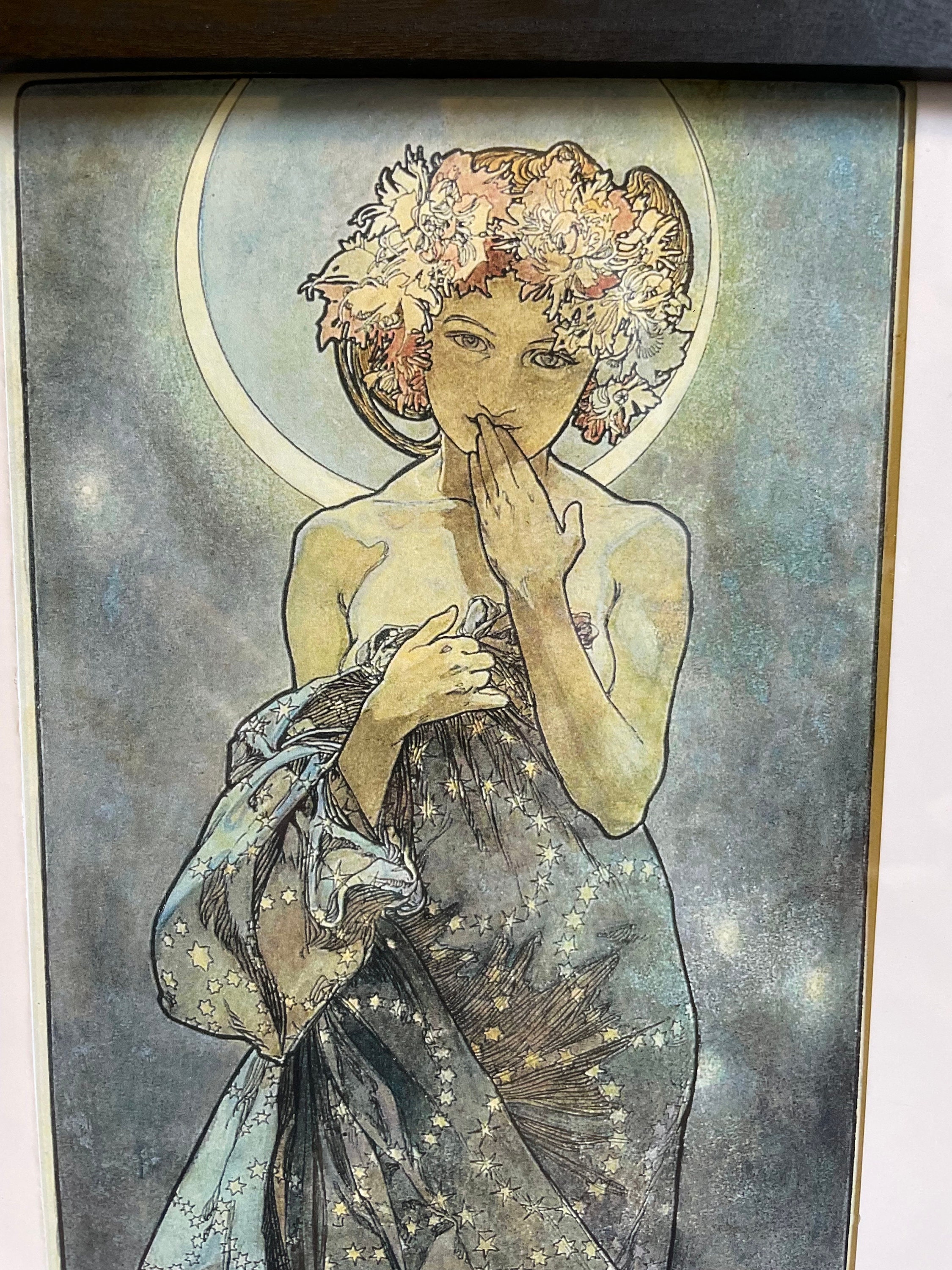 Alphonse Mucha Moon and Stars 1902 Framed Print 12x15 Art Nouveau Astrology Witch Star Tarot ...