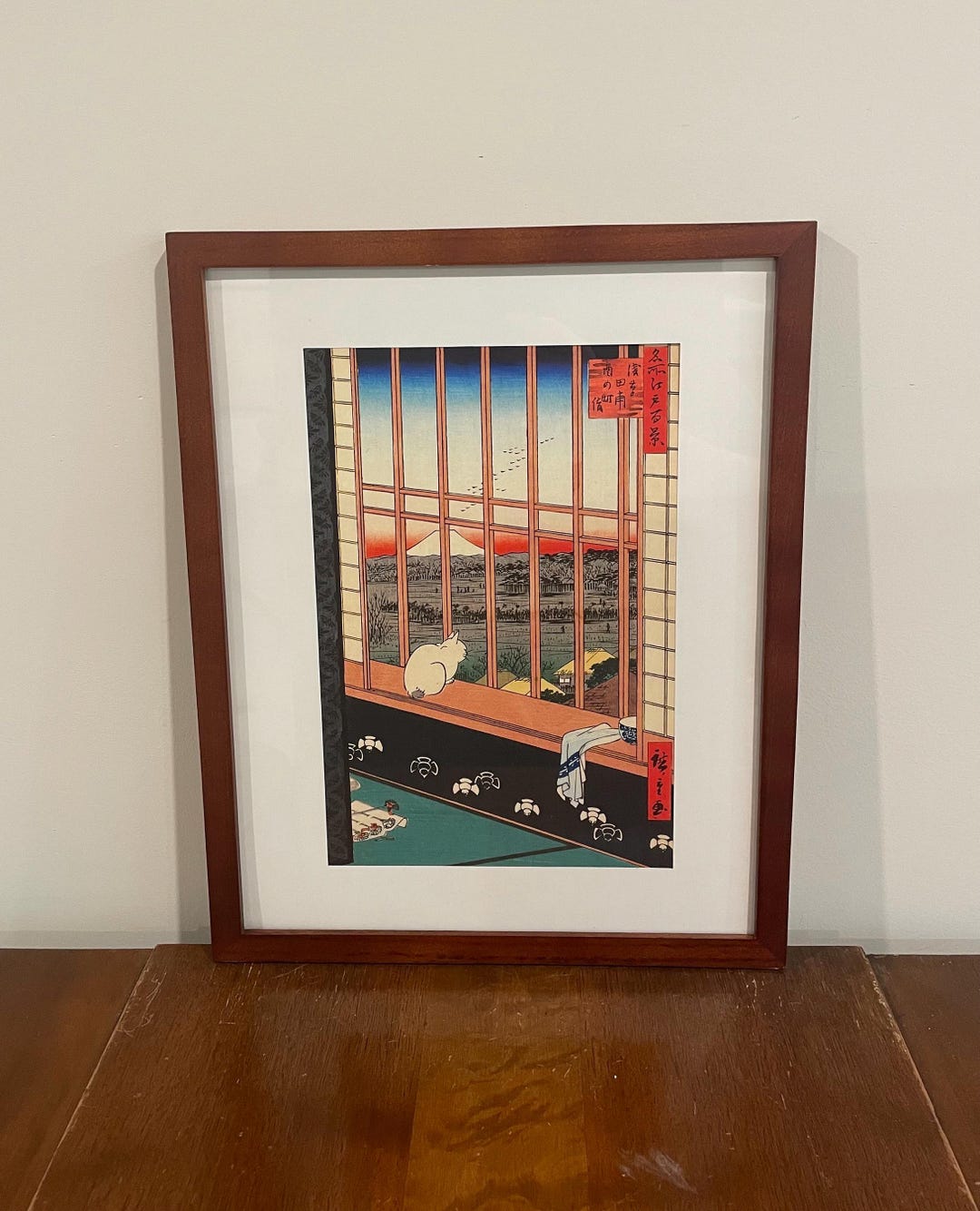 Ukiyoe Cat Framed Japanese Art Inkjet Print 12x15 Wooden Frame ...