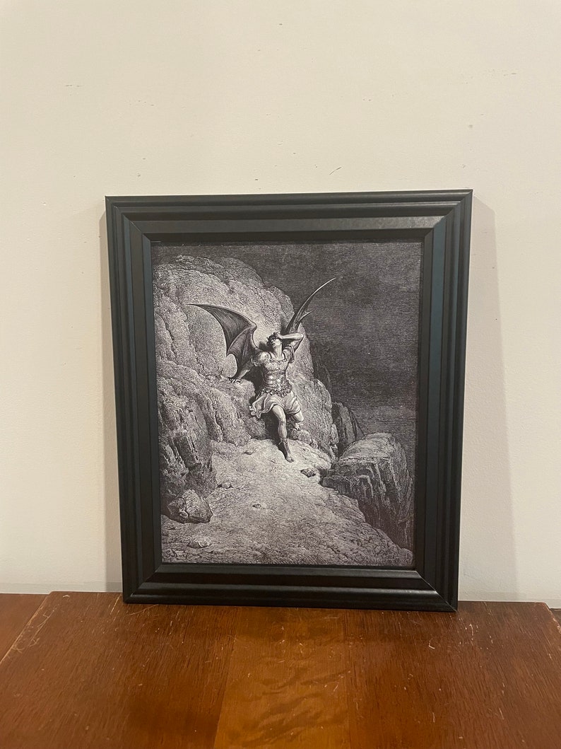 Gustave Dore Satan Lucifer Paradise Lost Framed Print Black Frame John ...