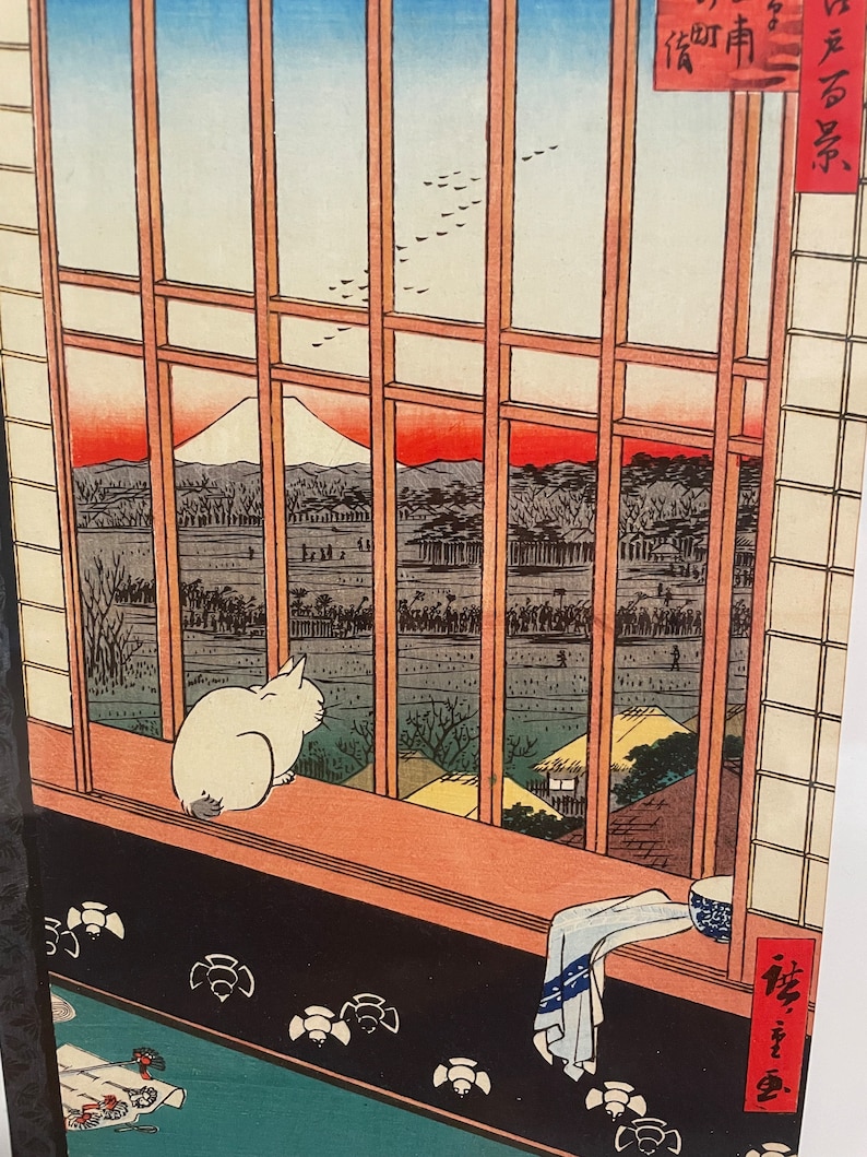 Ukiyoe Cat Framed Japanese Art Inkjet Print 12x15 Wooden Frame ...