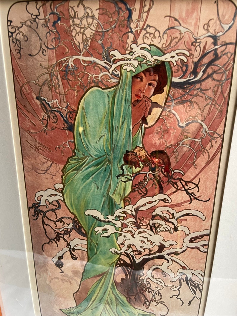 Alphonse Mucha Set of Four Seasons Prints Spring Summer Autumn Winter ...
