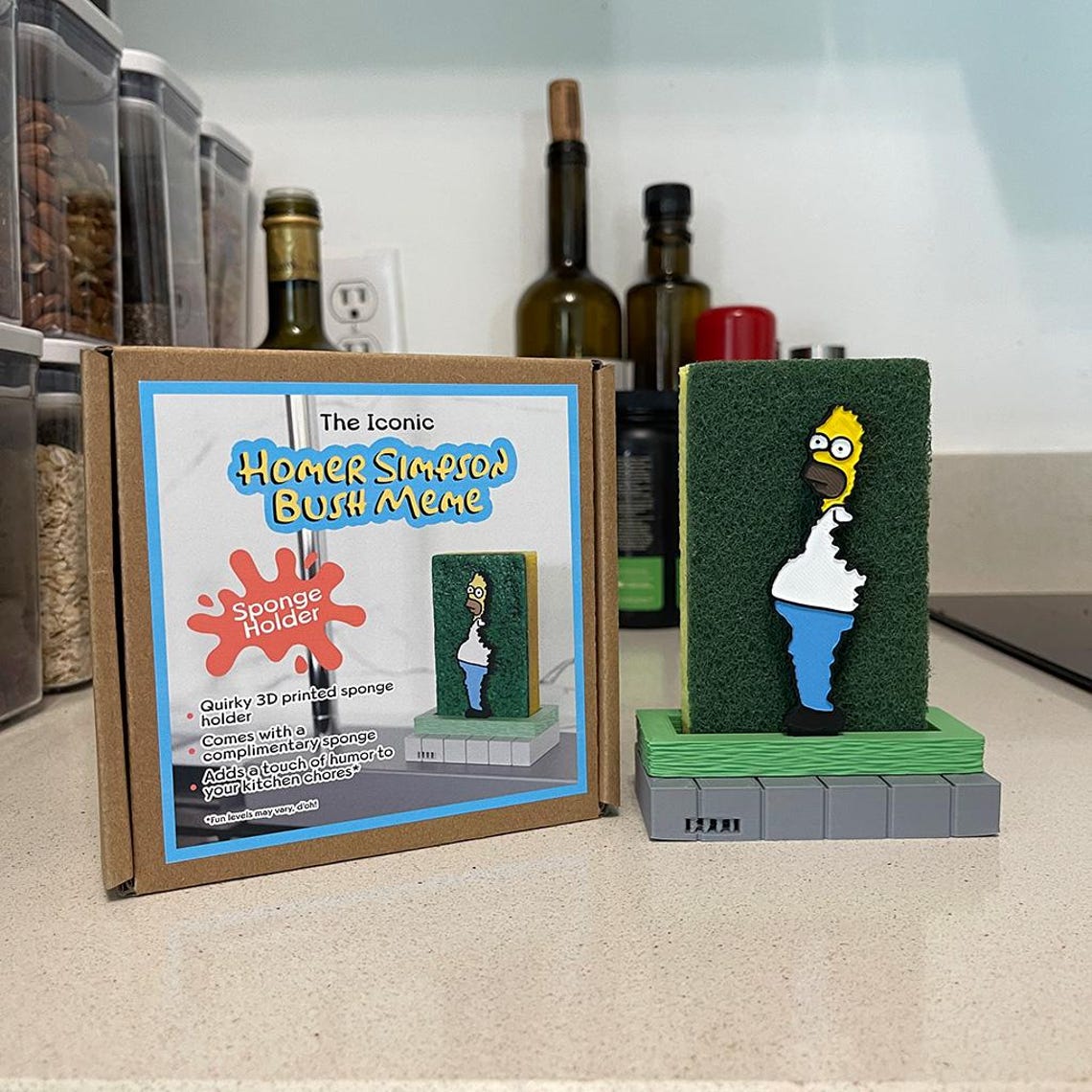 Homer Simpson Bush Meme Sponge Holder Funny Kitchen Accessory Unique ...