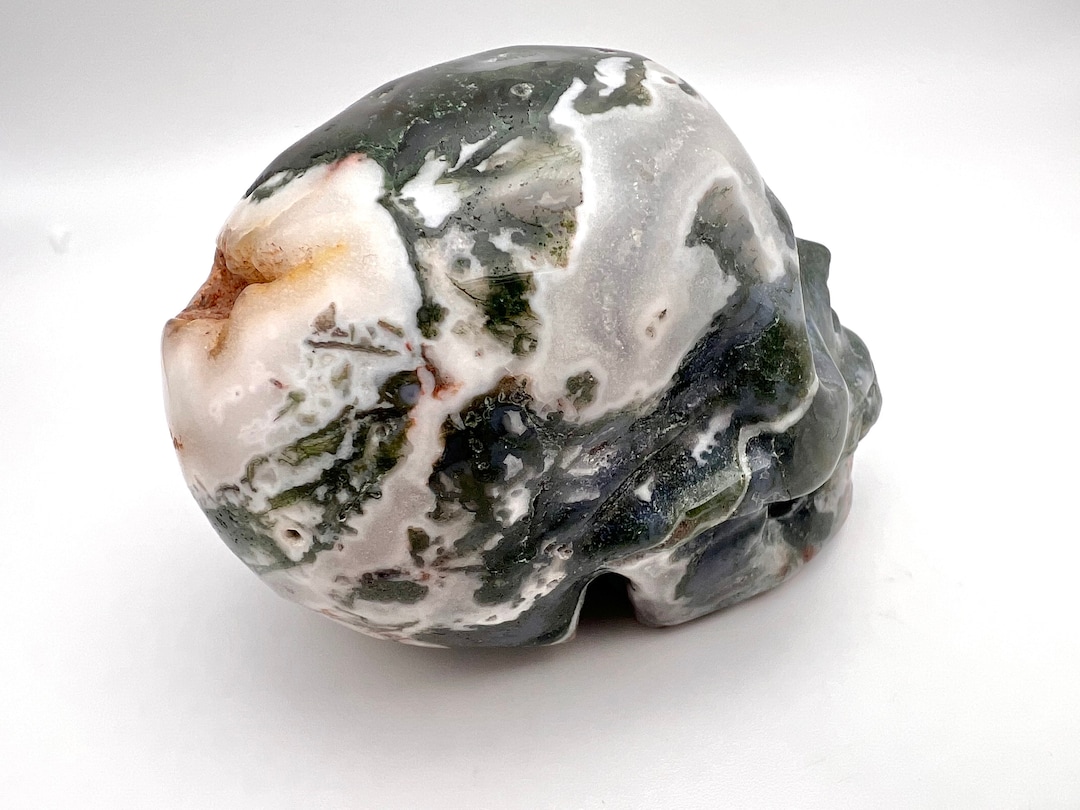 Moss Agate Skull With Druzy Skull Moss Agate Moss Agate Skull - Etsy