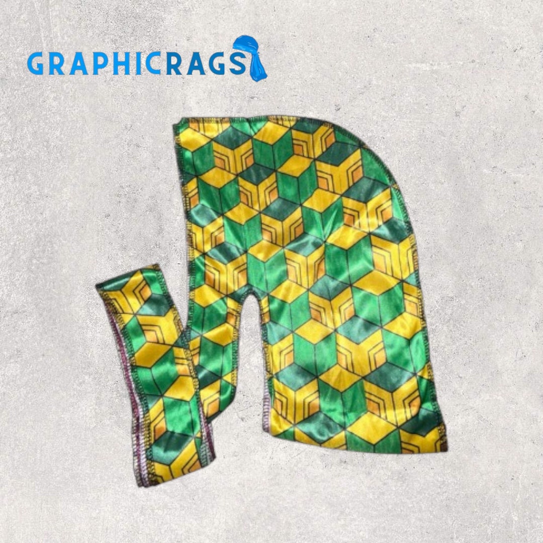 Green/yellow Zen Silk Durag, Satin Durag, Designer Durag, Black Owned ...