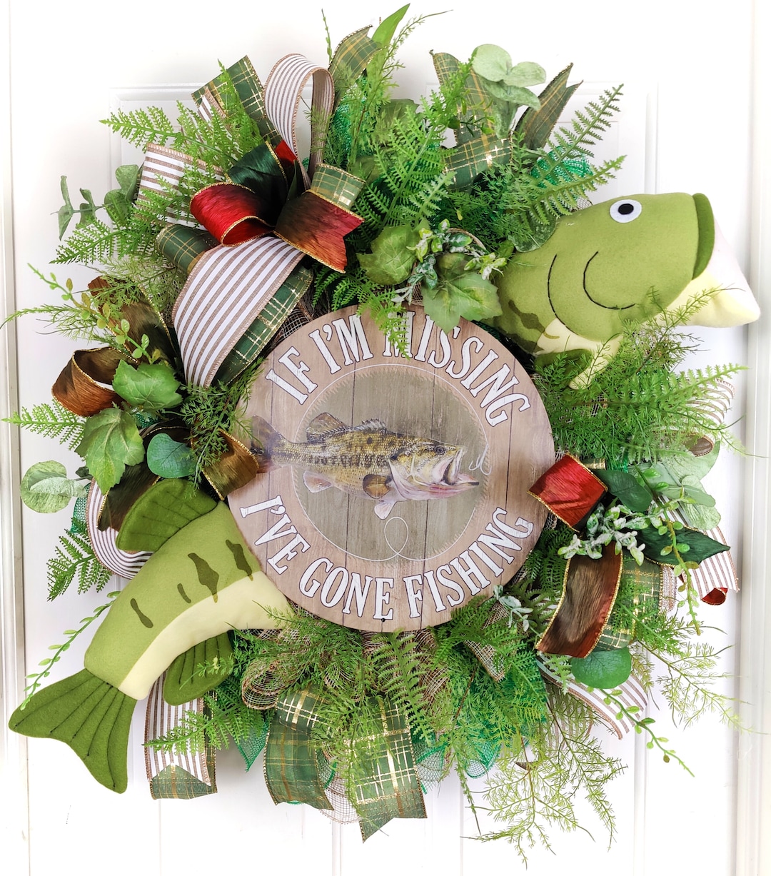 Fishing Wreath, Wreath for Fisherman, Cabin Decor, Rustic Fishing ...