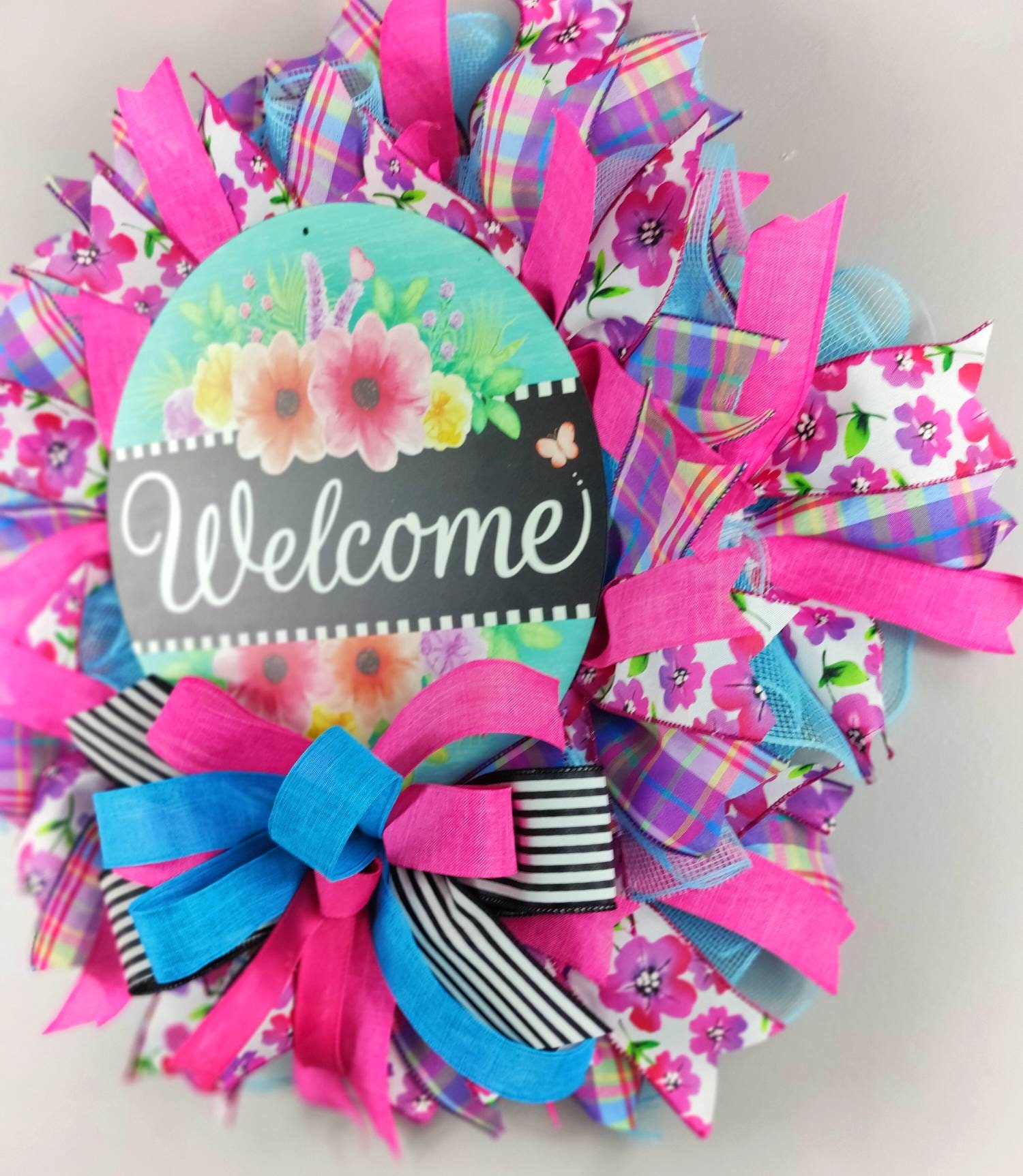 Spring Summer Wreath Kit, Complete Kit With Bow, Cheerful Fuchsia ...