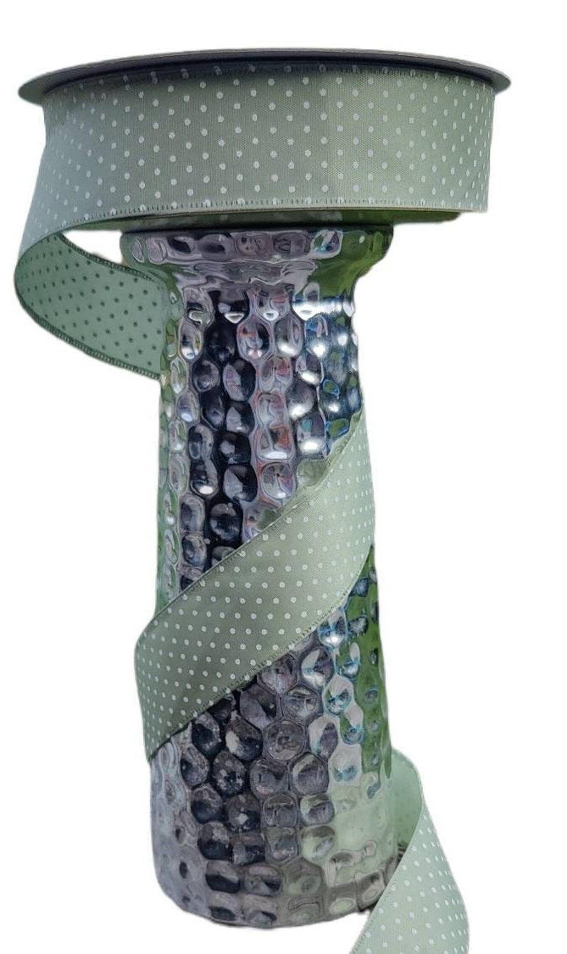 1.5" X 50 Yds Olive Green Swiss Dot Wired Ribbon, 50 Yard Roll, Gift ...