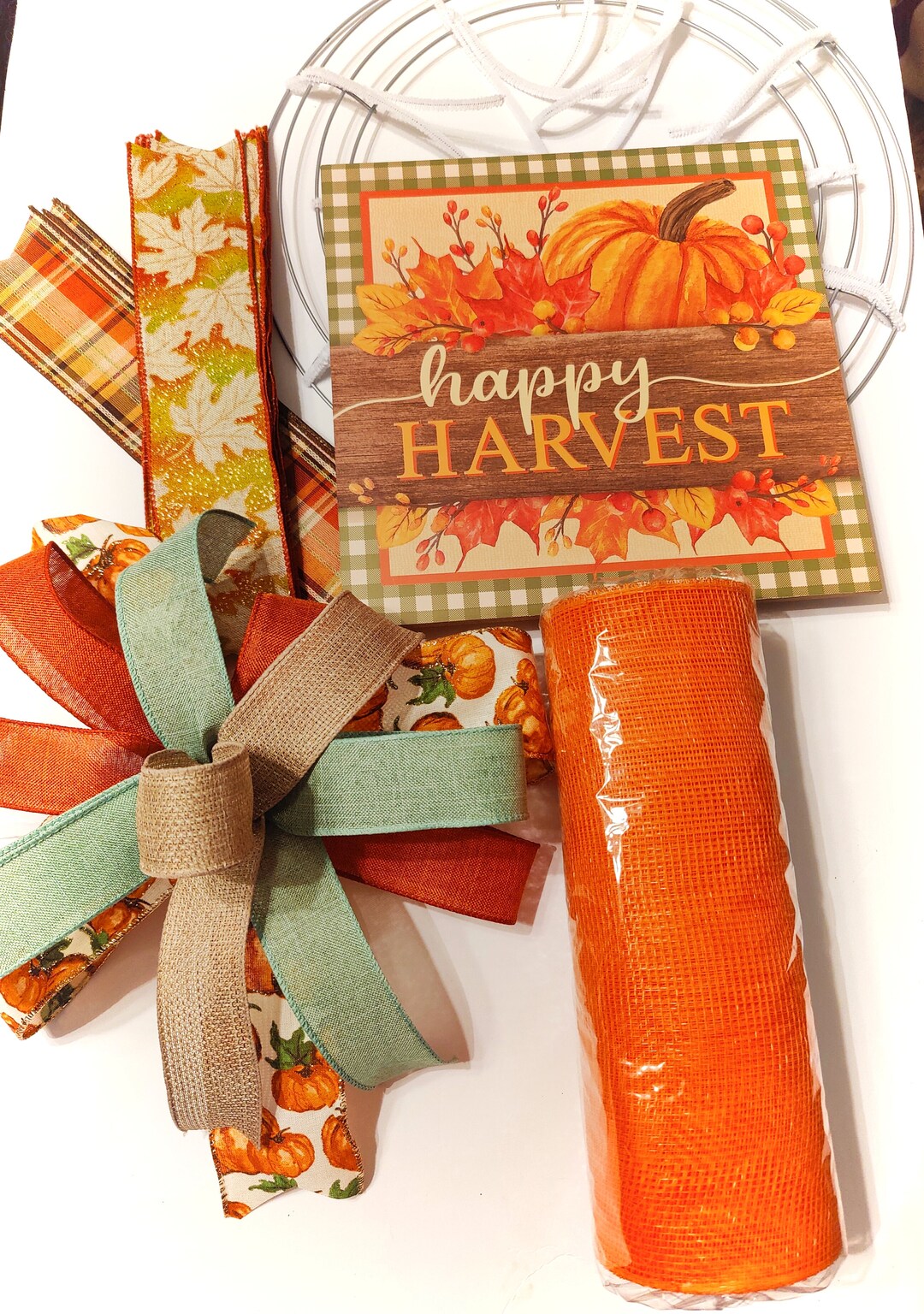 Harvest Wreath Kit, Complete Kit With Bow, Fall DIY Wreath Kit, Pancake ...