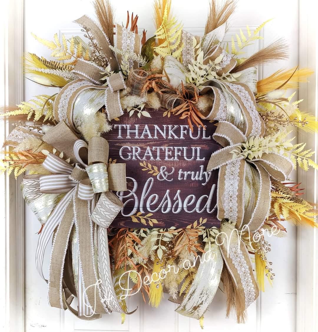 Thankful Grateful Blessed Fall Wreath – Farmhouse Rustic Thanksgiving ...