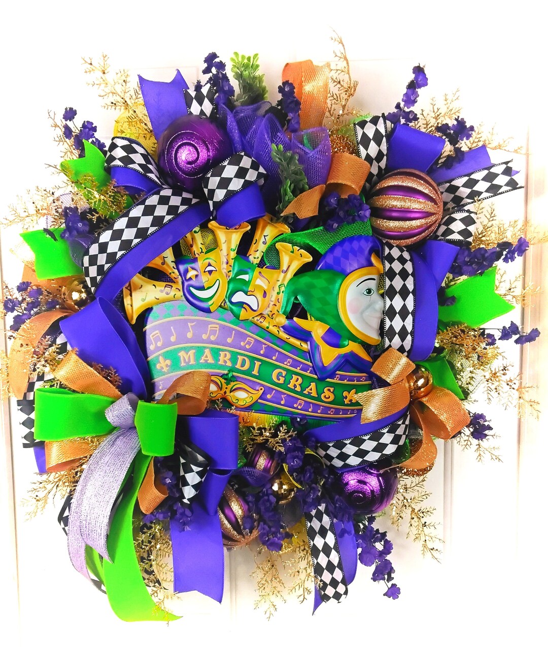 Extra Large Mardi Gras Wreath, Fat Tuesday Decor, Louisiana Door Decor ...