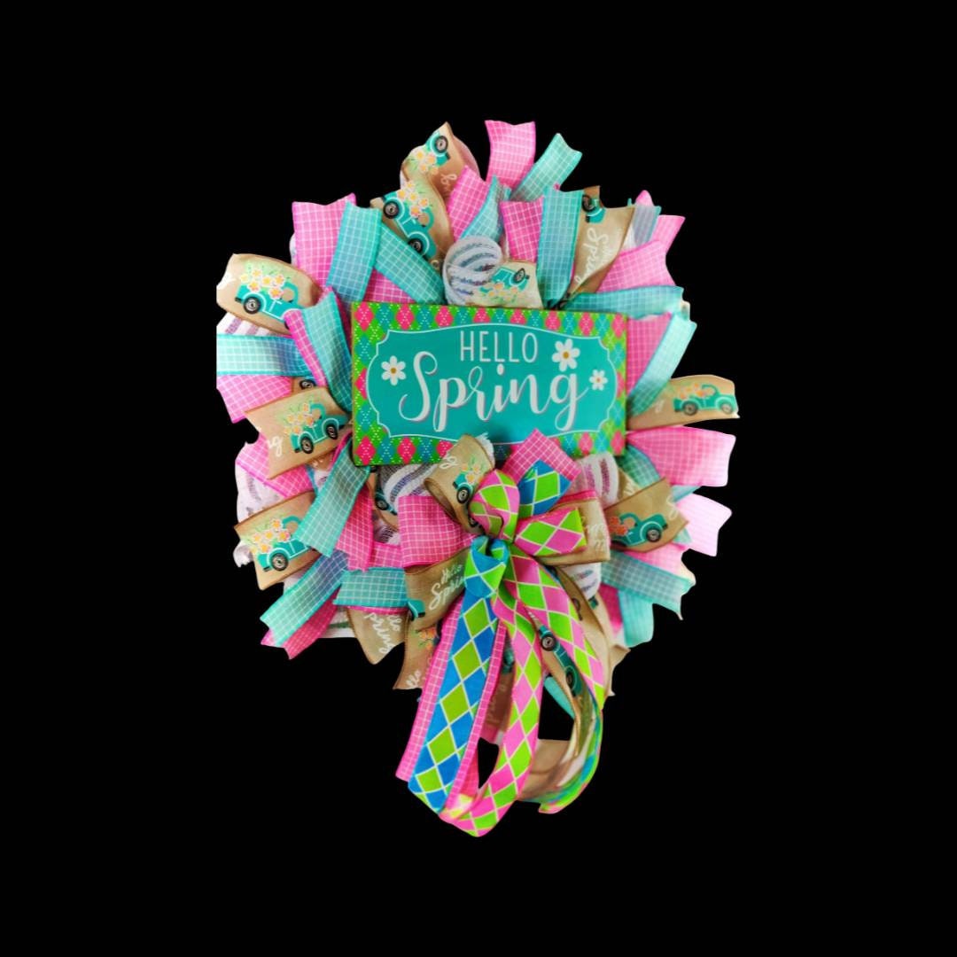 Hello Spring Wreath Kit, Complete Kit With Bow, Cheerful Fuchsia Wreath ...