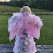 Handmade Pink Sea Glass Angel With Pink Wings and Lights, 11 Inch ...