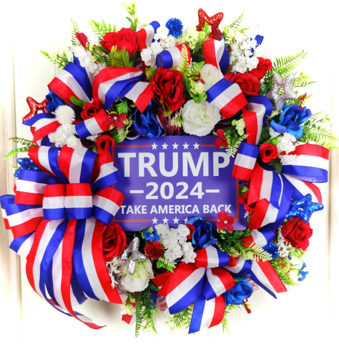 President Trump Wreath for Front Door, Republican Decorations, Vote for ...