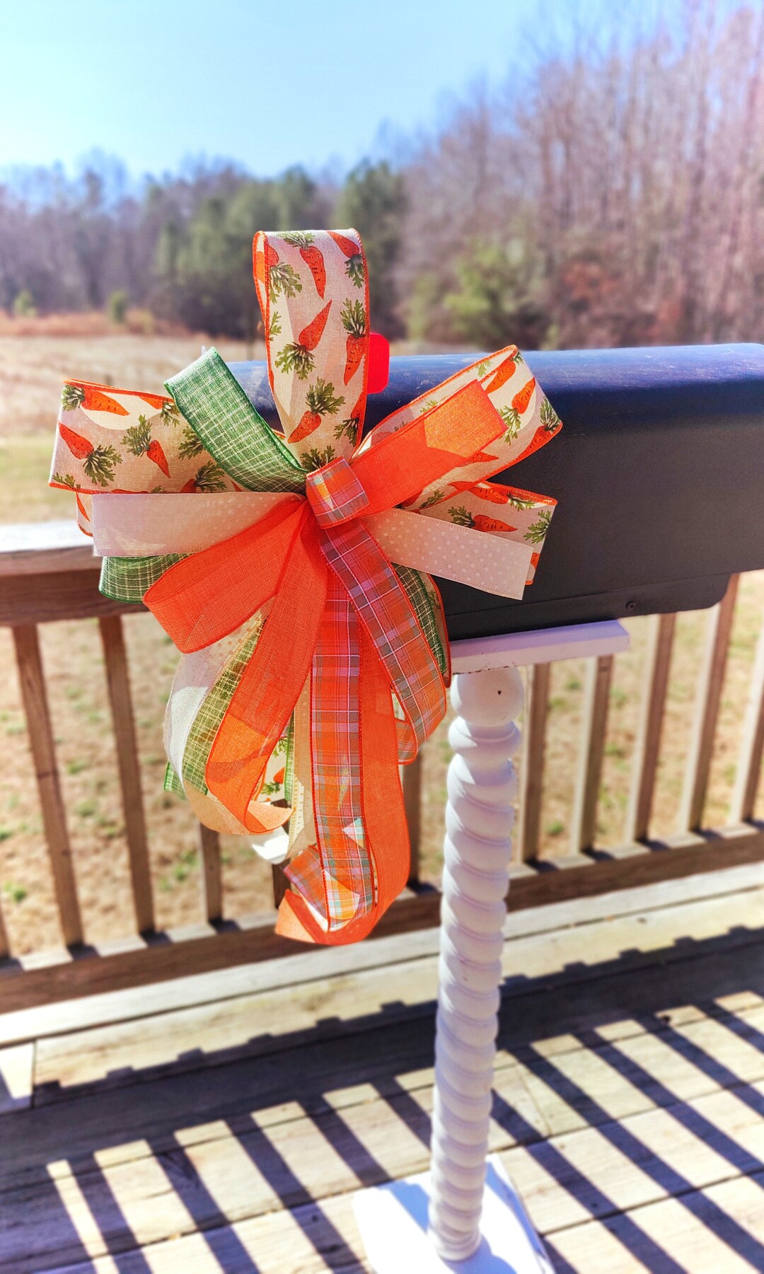 Easter Bow for Mailbox, Spring Bow for Wreath, Spring Wreath Attachment ...