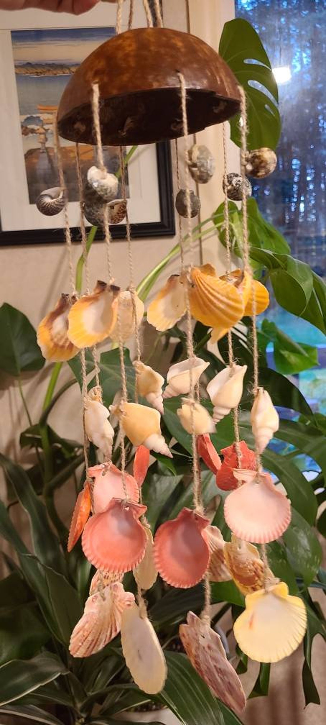 Handmade Seashell Wind Chime, Coconut Shell, Garden Decor - Etsy