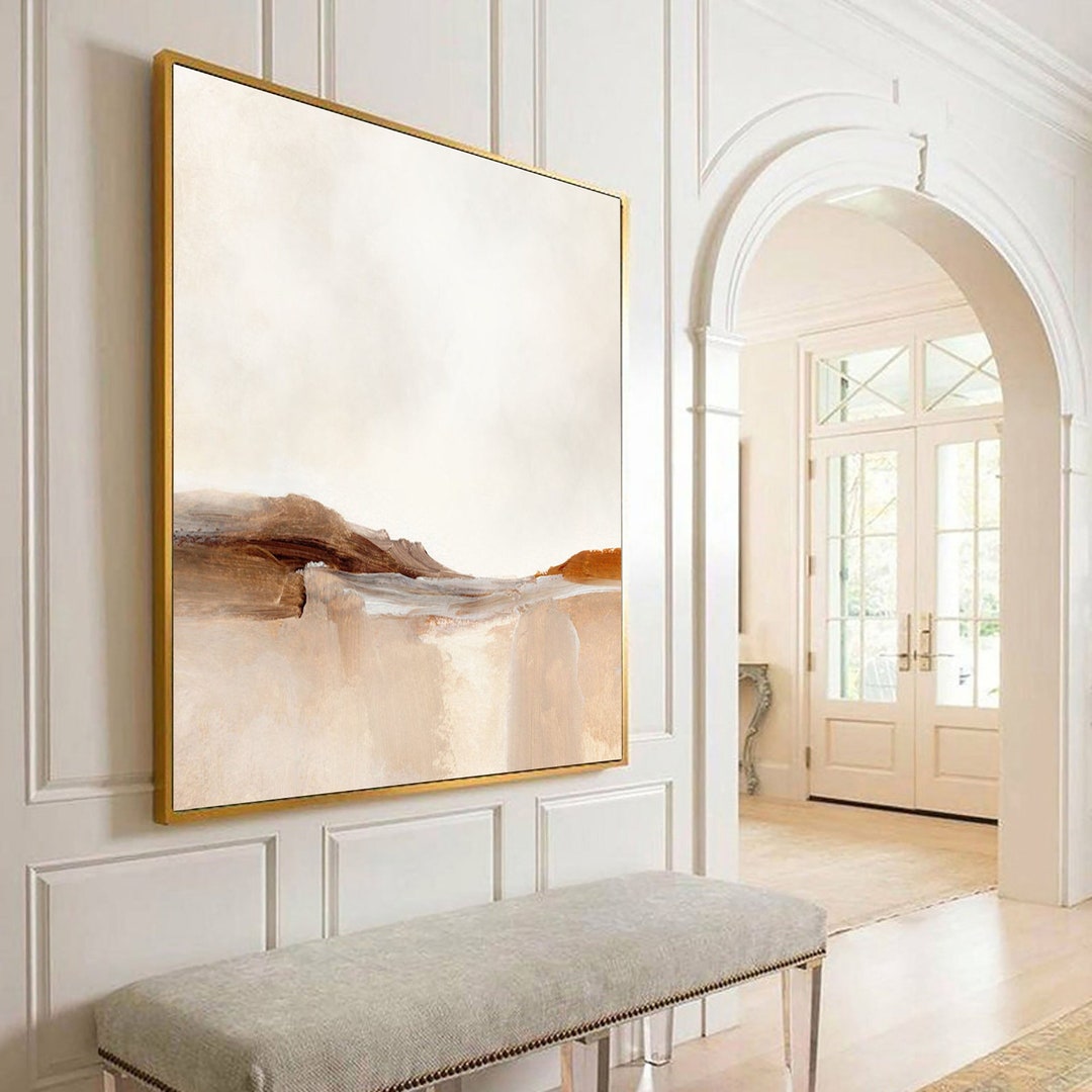 Large Original Beige Abstract Painting for Living Room Contemporary Oil ...