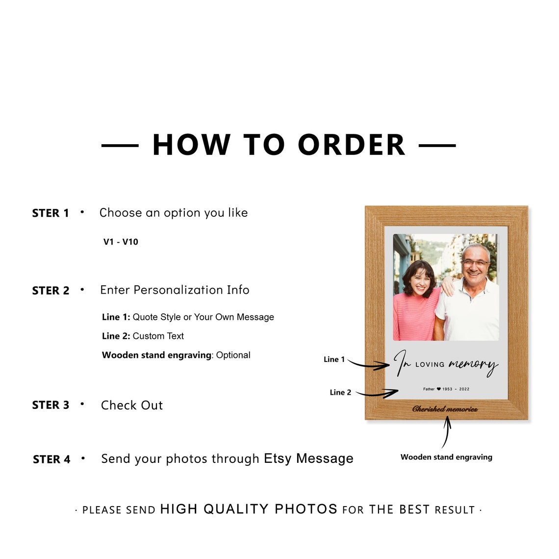 Personalized Memorial LED Light Photo Frame for Loss of - Etsy