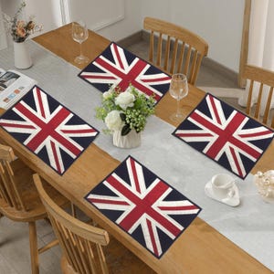 Hand Quilted Hand Made Placemats Tablemats Patchwork Union Jack British ...
