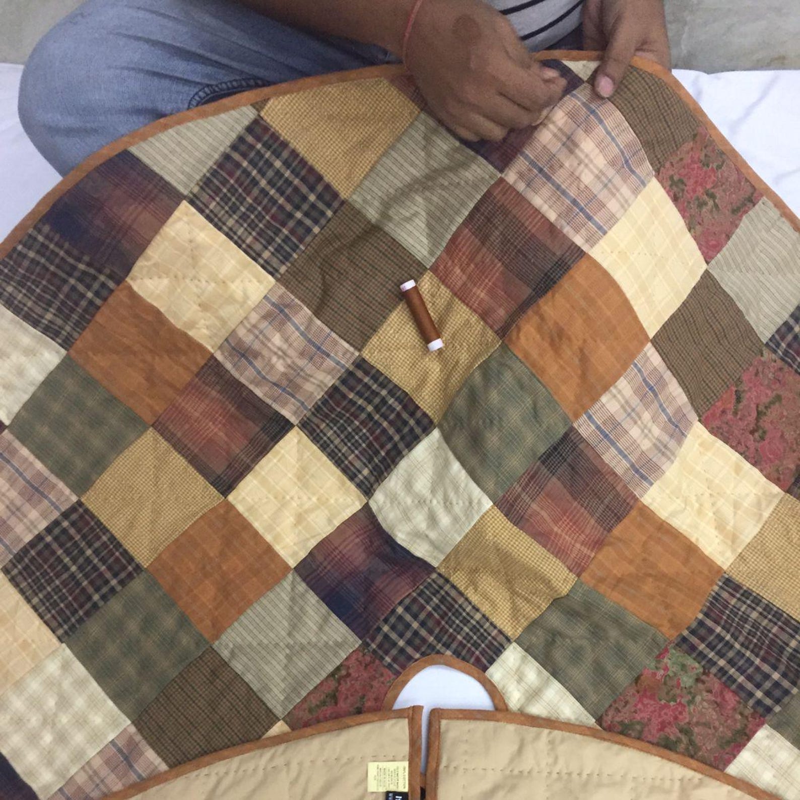 Christmas Tree Skirt Hand Made Hand Quilted Autumn Mix Plaid & Print ...