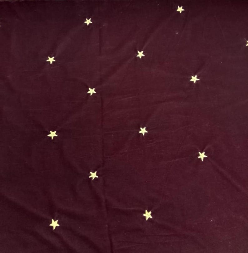 Fabric Micro Velvet Crafted Gold Star Embroidered Soft Fabric 42” Wide ...