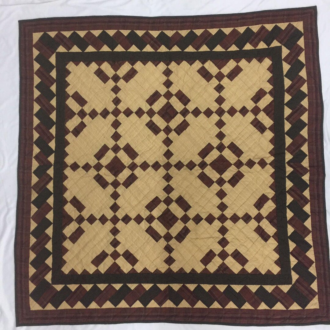 Hand Made Hand Quilted Throw Quilt, Table Toppers 44"x44" Nine Patch ...