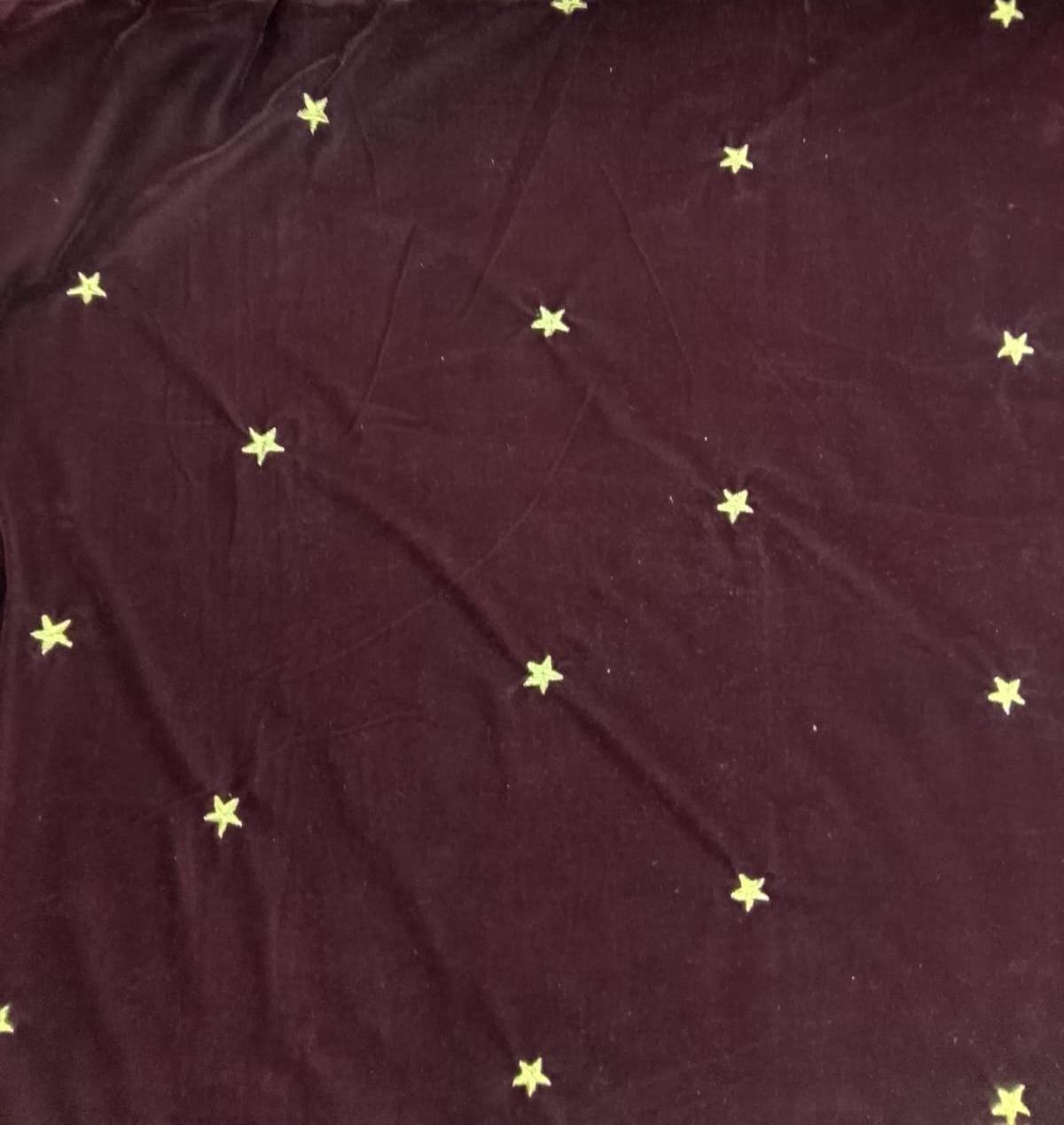 Fabric Micro Velvet Crafted Gold Star Embroidered Soft Fabric 42” Wide ...